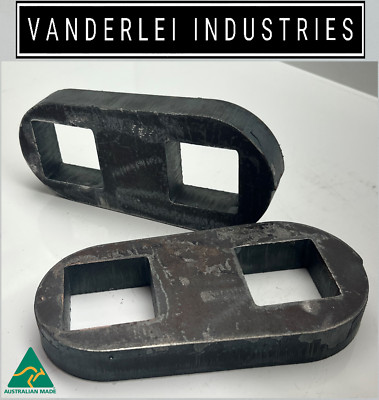 1 Pair 45mm Square 4" inch Trailer axle mild steel drop plates 25mm ...