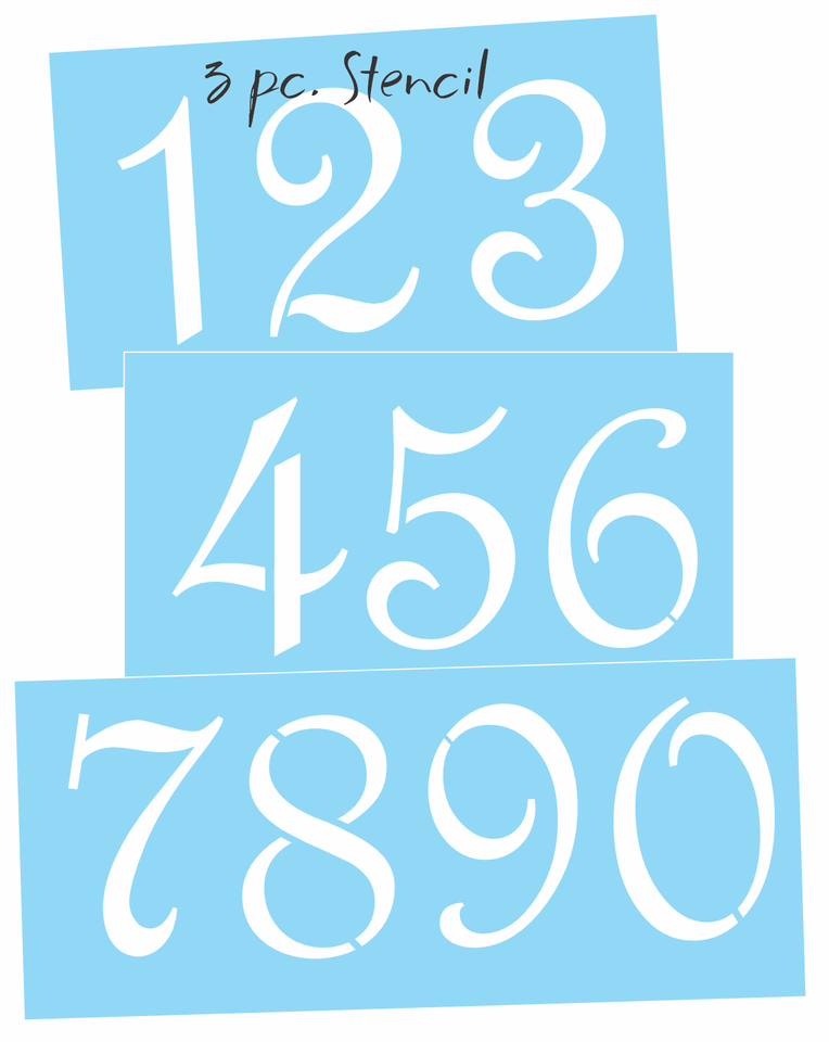 STENCIL French Script 4" Numbers Country Farmhouse Wedding House Bride ...