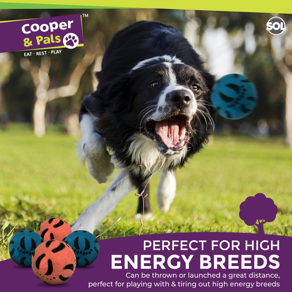 4pk Rubber Dog Balls | Bouncy Puppy Pet Solid Hard Play Ball Fun Fetch ...