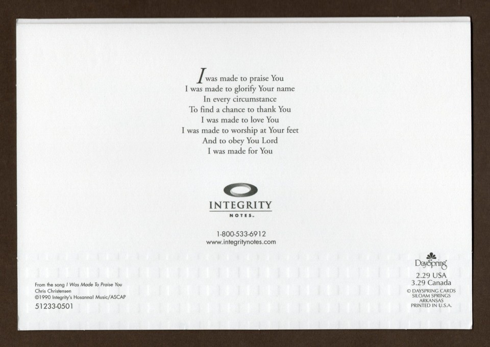 Dayspring Religious Friendship Greeting Card, Chris Christenson Song ...