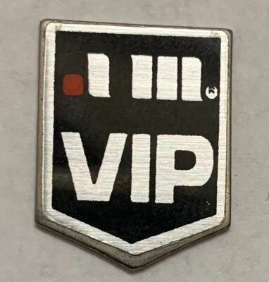 VIP lapel pin black silver tone shield red dot cool design | eBay