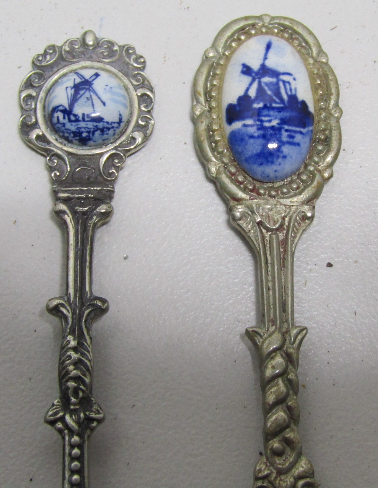 Set Of 2 Delft Blue Windmill Souvenir Spoons Holland porcelain top | eBay