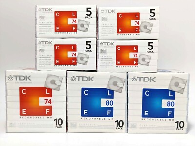 NEW SEALED x 50-Discs】TDK MD Mini Disc 74 & 80 min NEW SEALED x 50-Discs】TDK MD Mini Disc 74 & 80 min