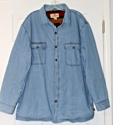 Vintage Woolrich Blanket lined Denim Jean barn trucker Jacket Coat Men ...