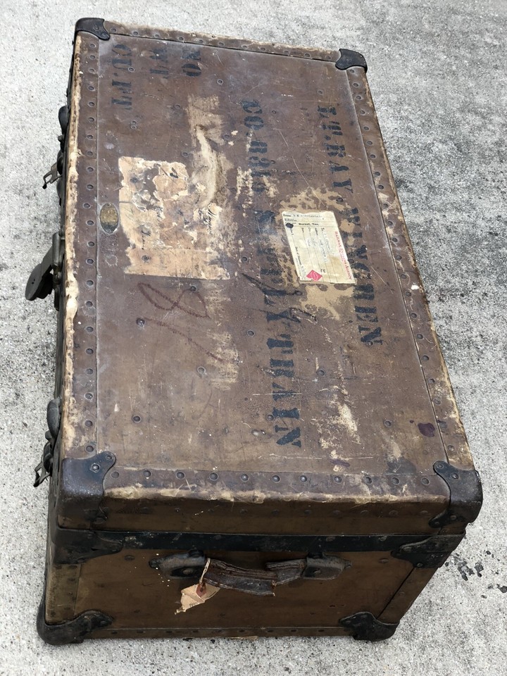 Antique WW1 US Army Military Soldier Lieutenant Steamer Trunk Vtg Lt ...