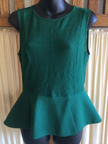 Zara Designer Vintage 60s Style Green Peplum Lace Party Top Eu US AU ...