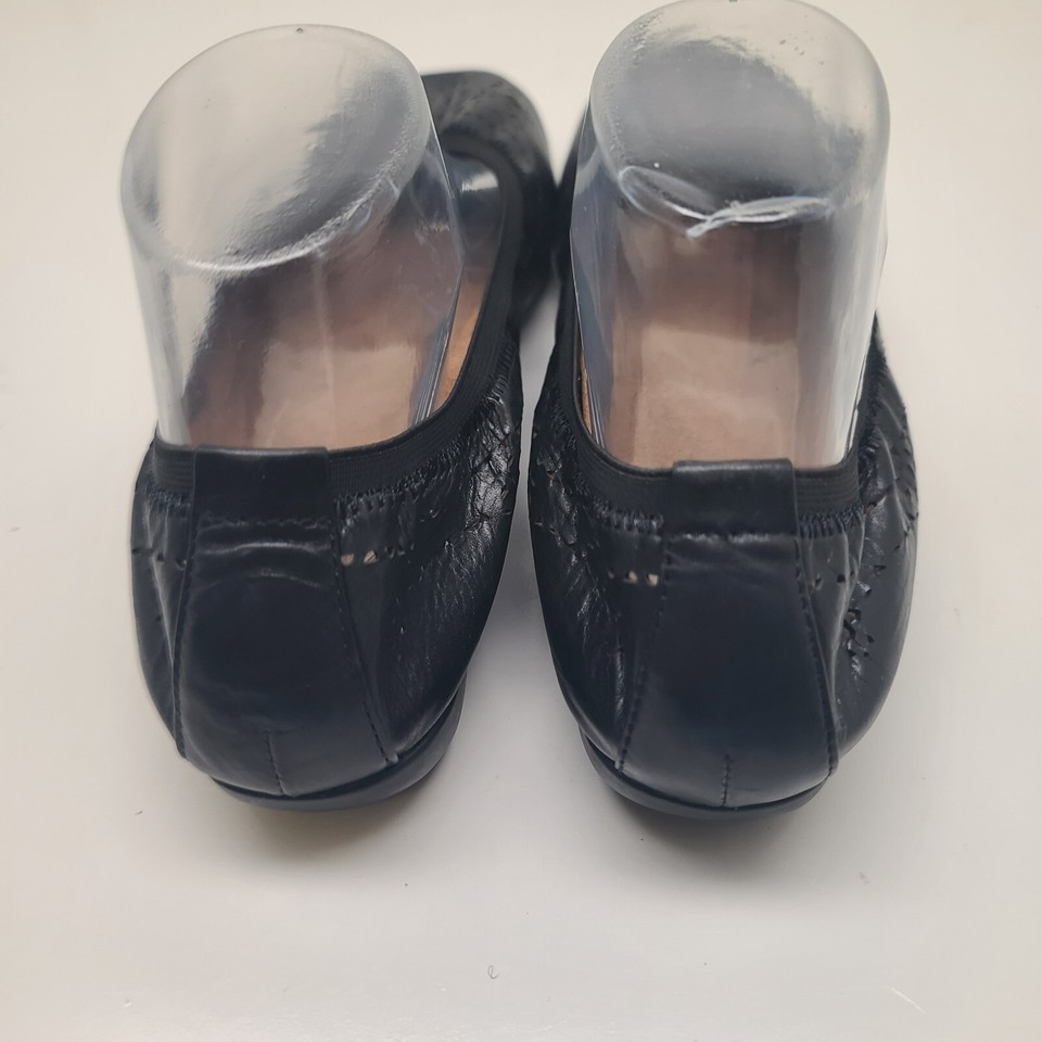 ABEO Tamra Black Laser Cut Leather Stretch Ballet Flats Womens Size 8.5 ...