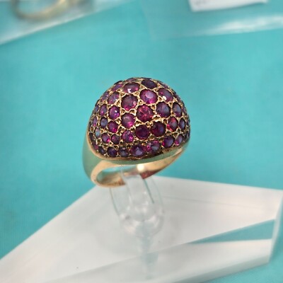 100% Authentic 12K Yellow Gold Ruby Dome Ring US Size 7.25 | eBay