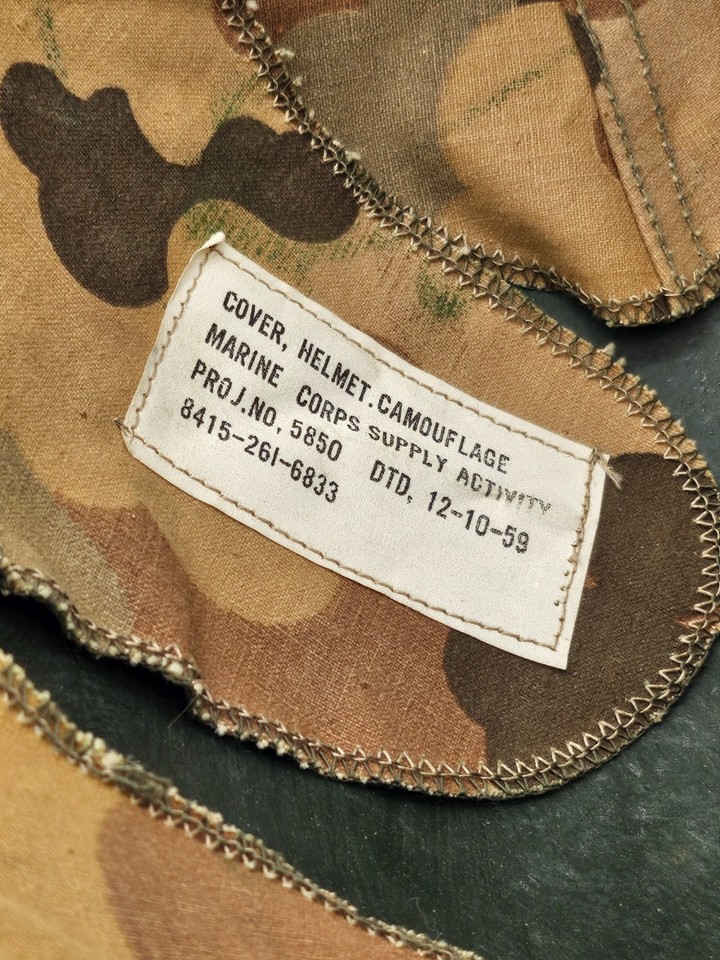 Original US Front Seam Swivel Bale USMC M1 Helmet with Mitchell Cover ...