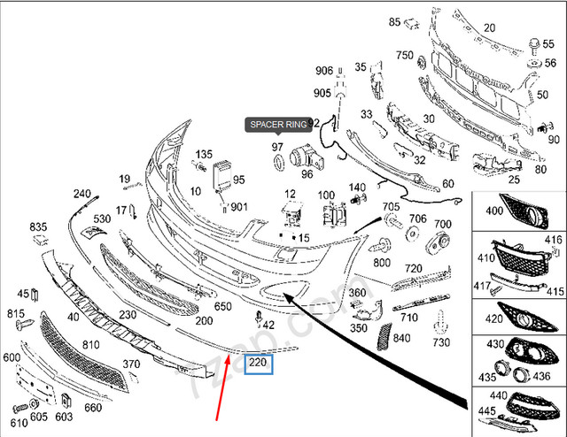Genuine Mercedes-Benz S Class W221 Front Bumper Left Trim Strip ...