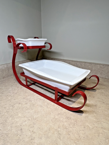 Pier 1 Imports Sled Sleigh Christmas Two Tier Serving Tray 12" | eBay