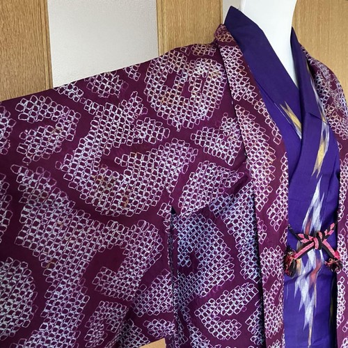 Japanese Retro Kimono Long Haori 100% Silk TaishoCoordination Tachibana ...