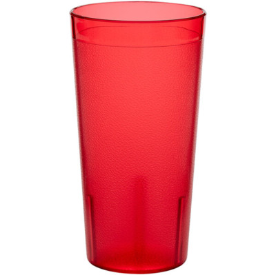 20 oz. RED Pebbled Plastic Tumbler Commercial Restaurant Cup Glass Case ...