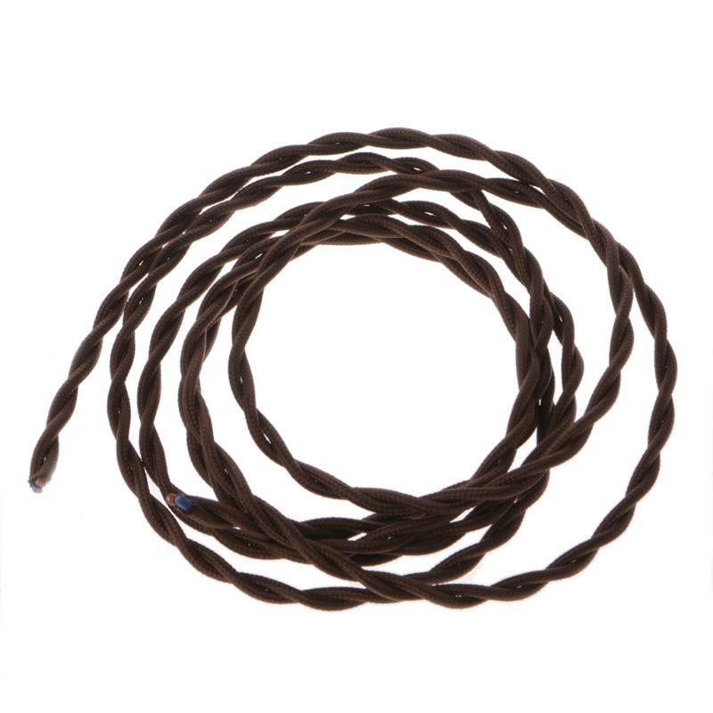 2 M 2x0.75 Coffee Vintage Retro Twist Braided Fabric Light Cable ...