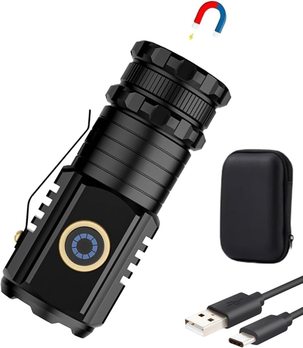 Mini Magnetic Flashlight USB C Rechargeable Small LED Flashlight with ...