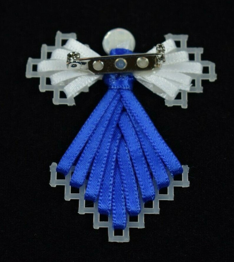 Handmade - Colorful Plastic Canvas Ribbon Angel Pins (Blue & White #3 ...