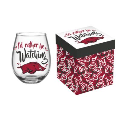 Arkansas Razorbacks 17oz Stemless Wine Glass with Box [NEW] NCAA Drink ...