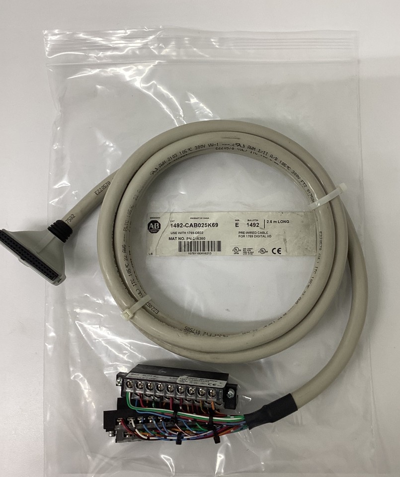 Allen Bradley 1492-CAB025J69 Ser. E Pre-wired Cable for 1769 Digital I ...