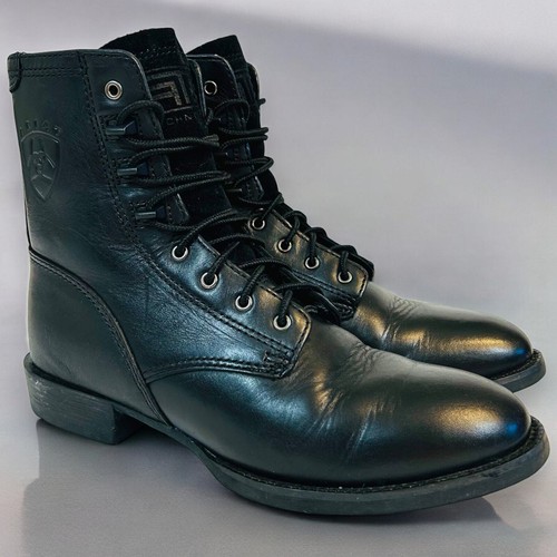 ARIAT BLACK Boots Women Size 6.5 B Heritage Lacer II Western Biker Lace ...