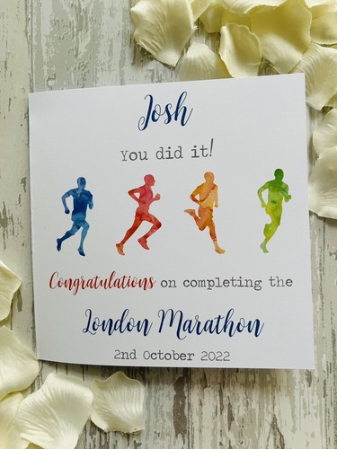 Personalised Marathon Congratulations Card Male runner, Running Jogging ...