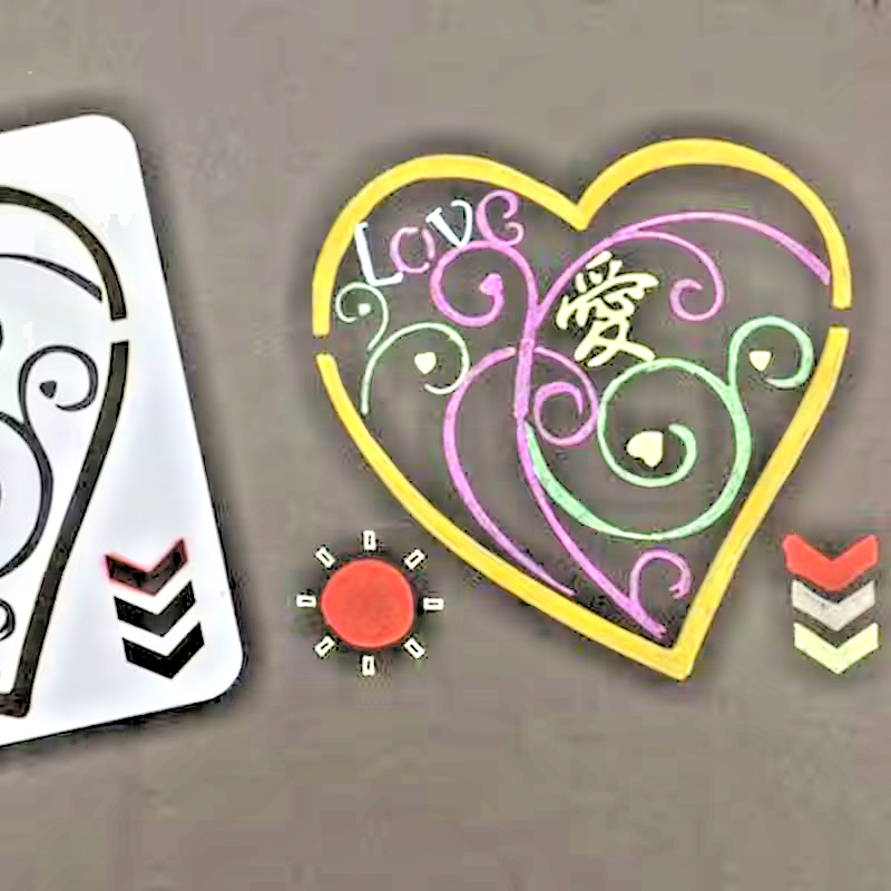 6 Pcs Heart Shaped Stencils 5x5 Reusable Valentine's Day Romantic DIY ...