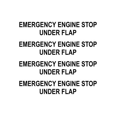 4 x EMERGENCY ENGINE STOP UNDER FLAP COACH BUS MINIBUS LEGAL 15MM VINYL ...