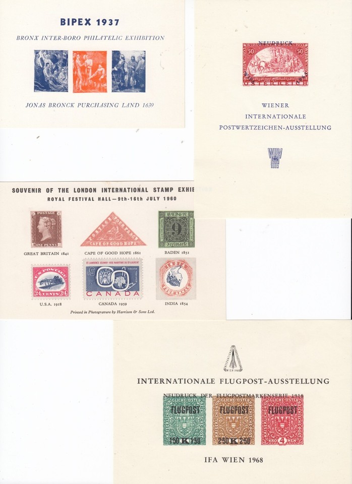 1937 Bipex Bronx 1960 London 1972 Belgium 1965 1968 Vienna Stamp Show ...