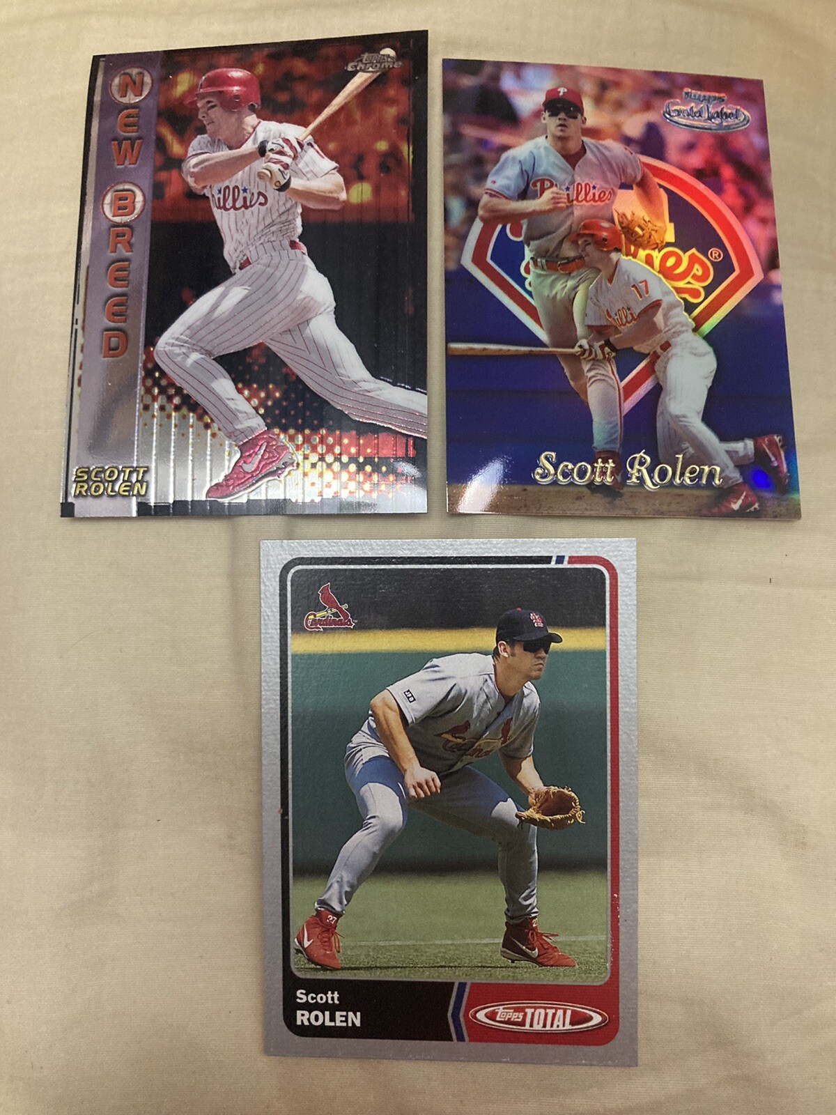 SCOTT ROLEN Lot of (3) 1999 Topps Chrome Topps Total Silver Gold Label ...