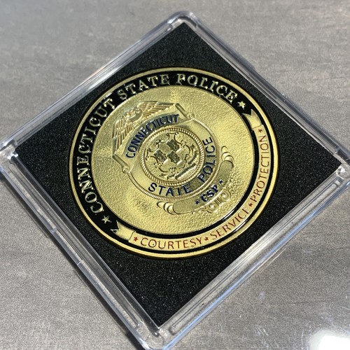 CONNECTICUT STATE POLICE TROOPER ST MICHAEL Challenge Coin with Case ...