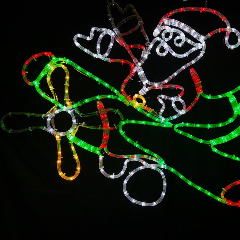 LED Rope Light Santa Flying Plane with Merry Christmas Banner Motif ...