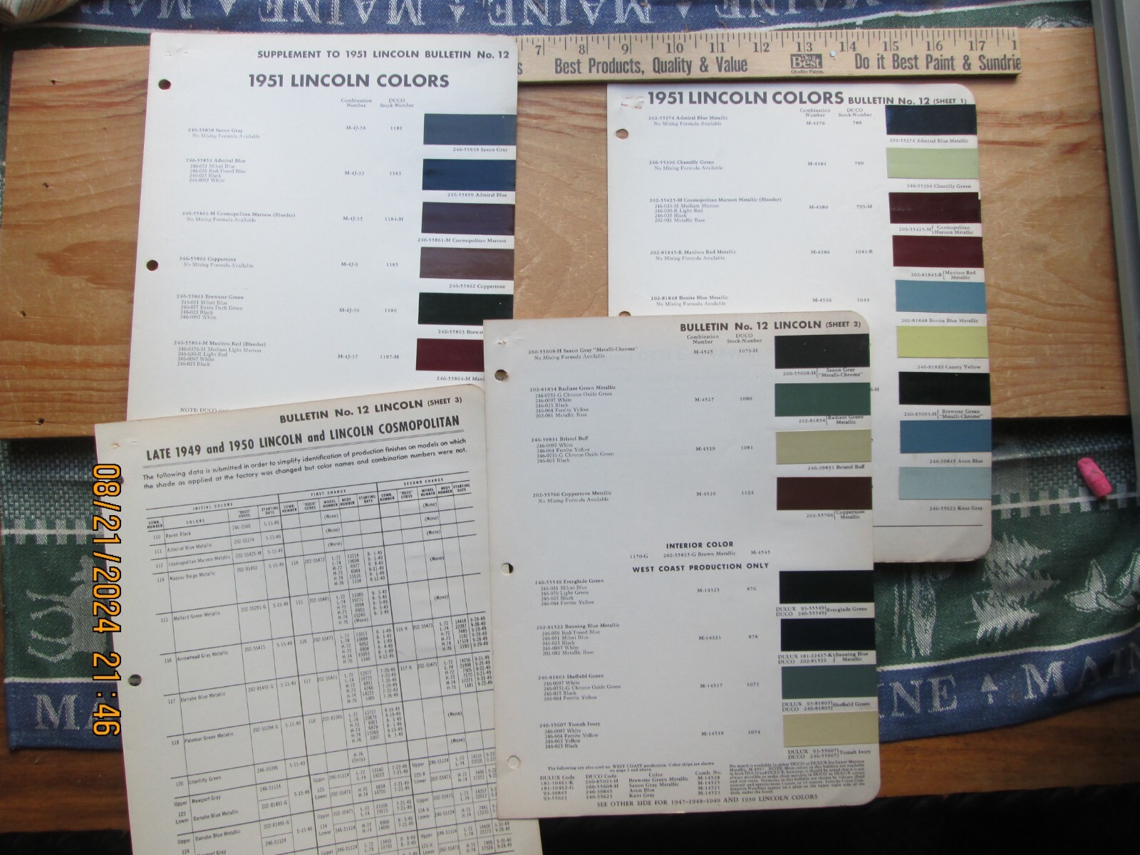 1951 lincoln Color Chip Paint Brochure Chart by Du Pont | eBay