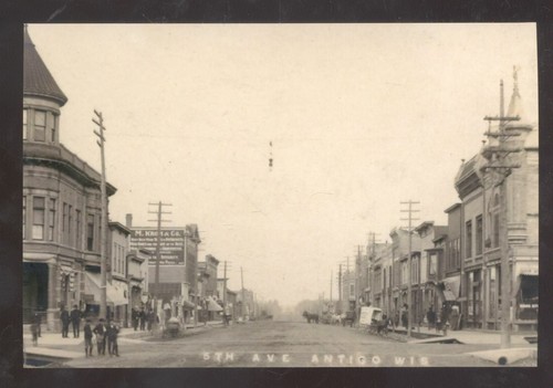 REAL PHOTO ANTIGO WISCONSIN DOWNTOWN STREET SCENE STORES POSTCARD COPY ...