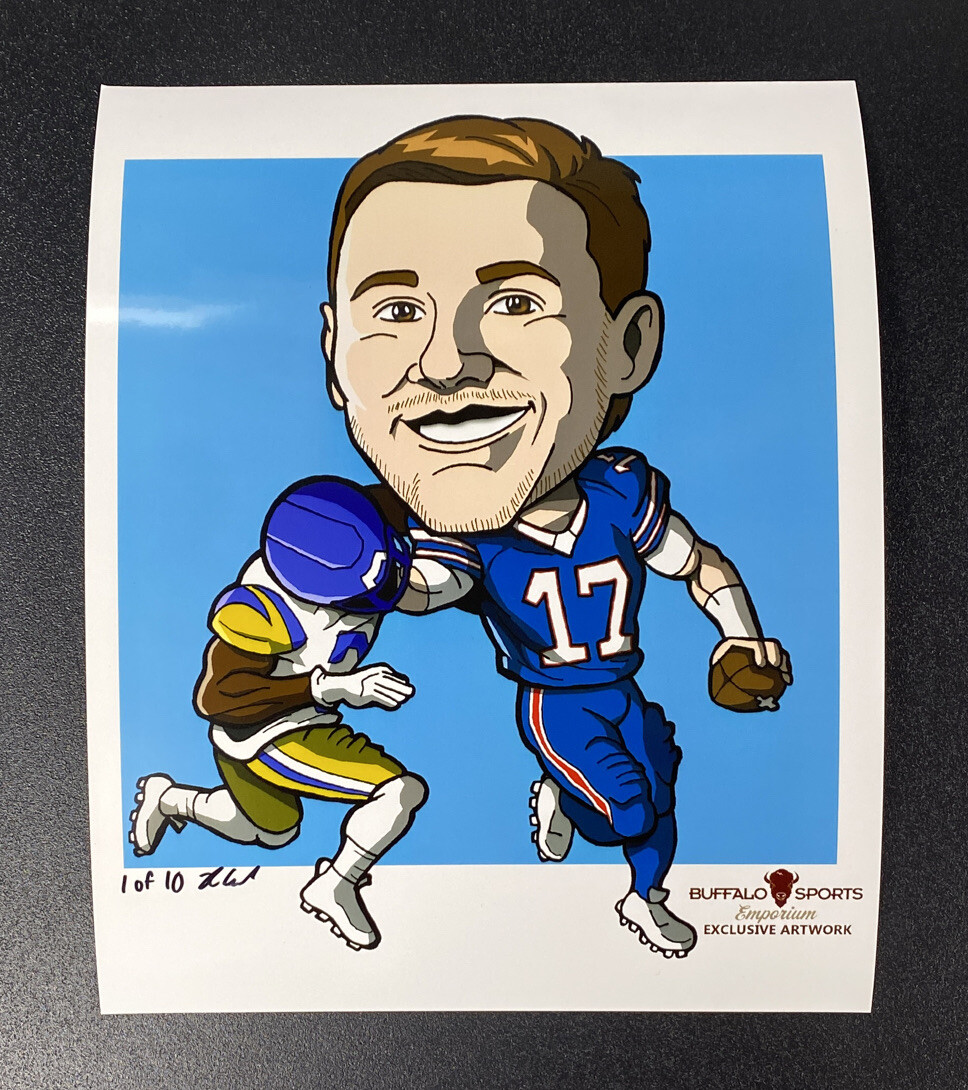 Josh Allen Limited Edition 8x10 Caricature Bills vs Rams Stiffarm *ONLY ...
