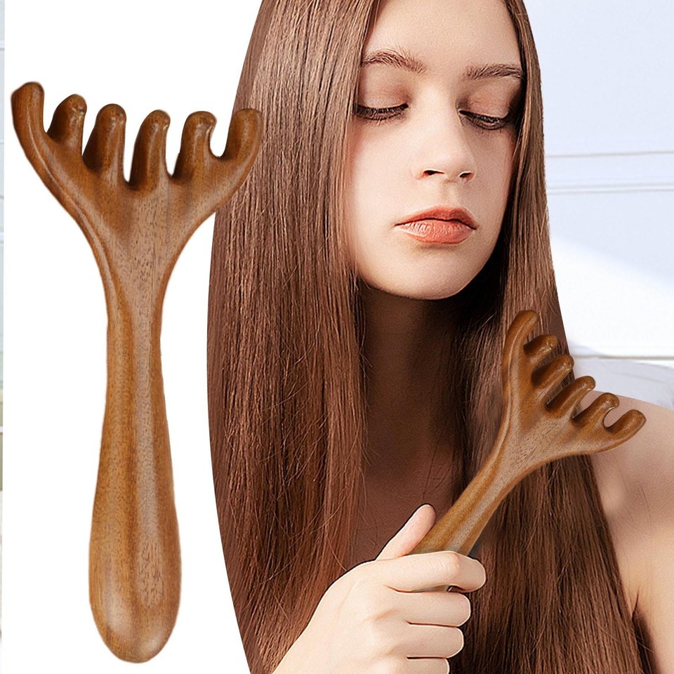 Wooden Scalp Massager Meridian Comb Women Wide Tooth Combs Scalp ...