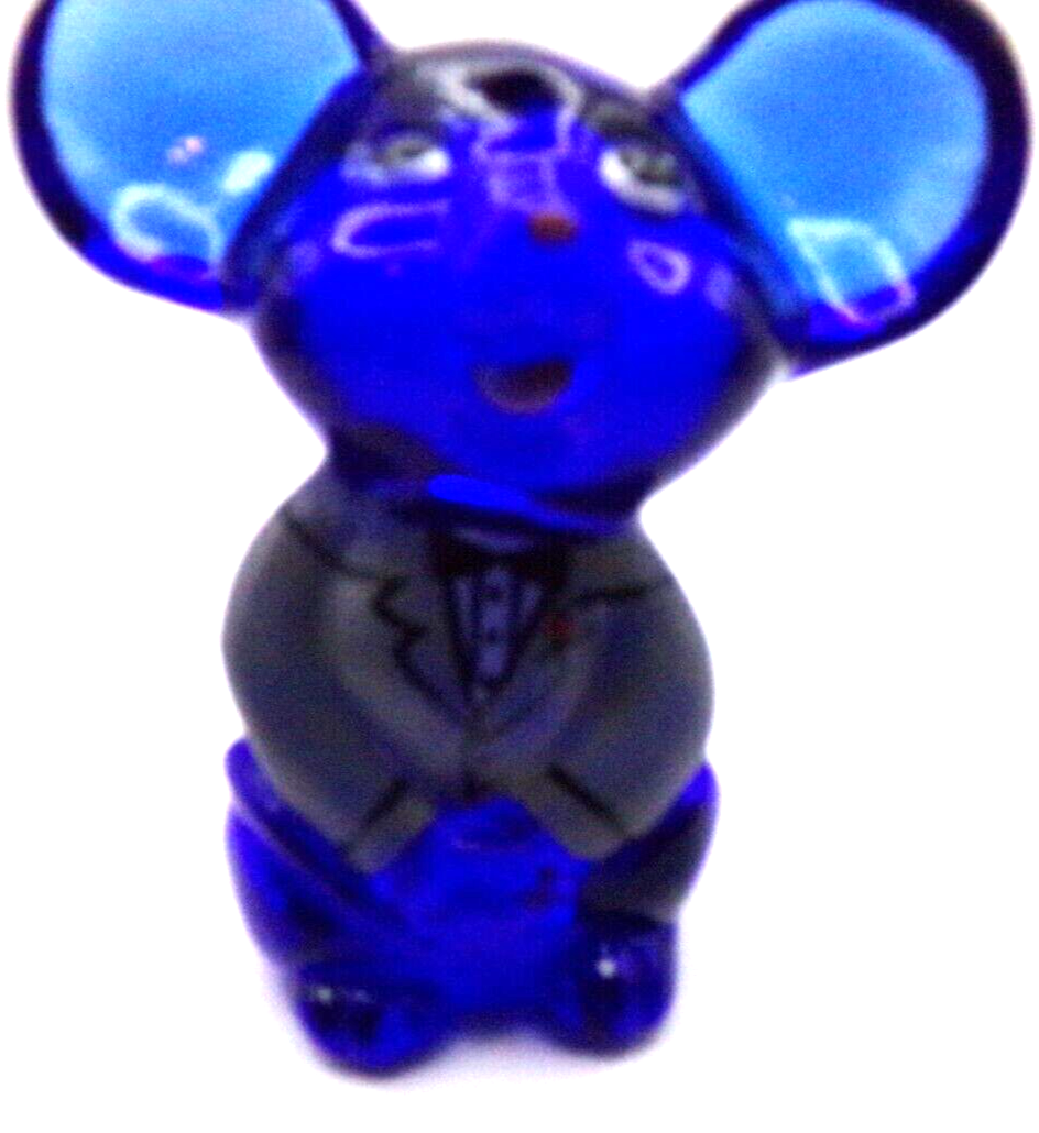 Fenton Glass Hand Painted NFGS Mouse Gray Vest/Tails Figurine Gem Gift ...