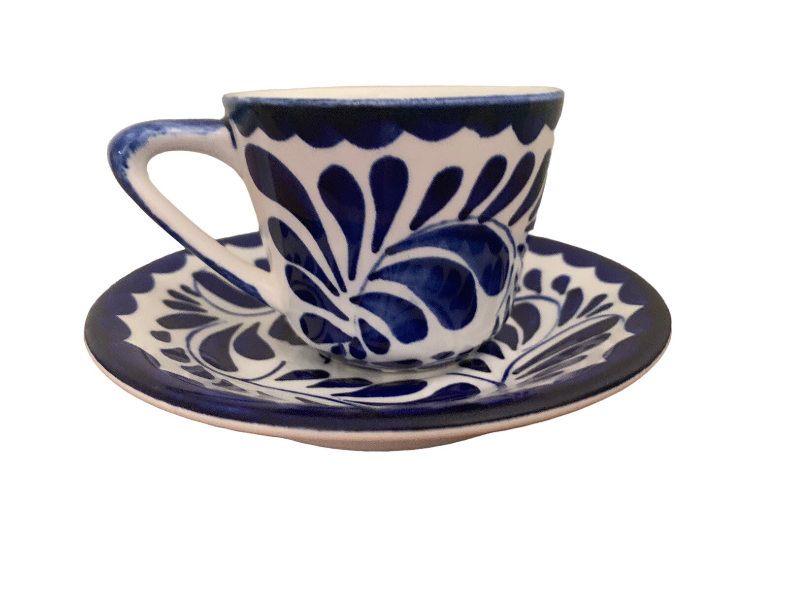 Vtg 1930 EARLY Anfora Puebla Blue Demitasse Set Hand Painted Mexico ...