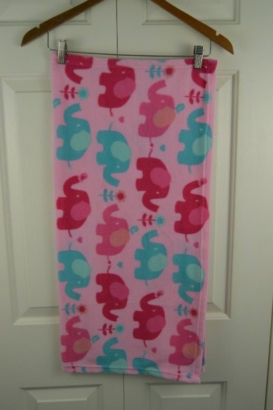 Safety 1st Pink Elephant Baby Blanket Blue Hearts Flower Bird Fleece ...