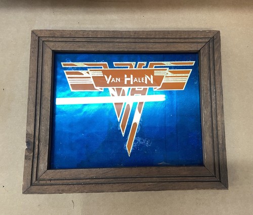 Vintage VAN HALEN Black Rainbow Foil Framed Glass Logo 12” x 10” - See ...