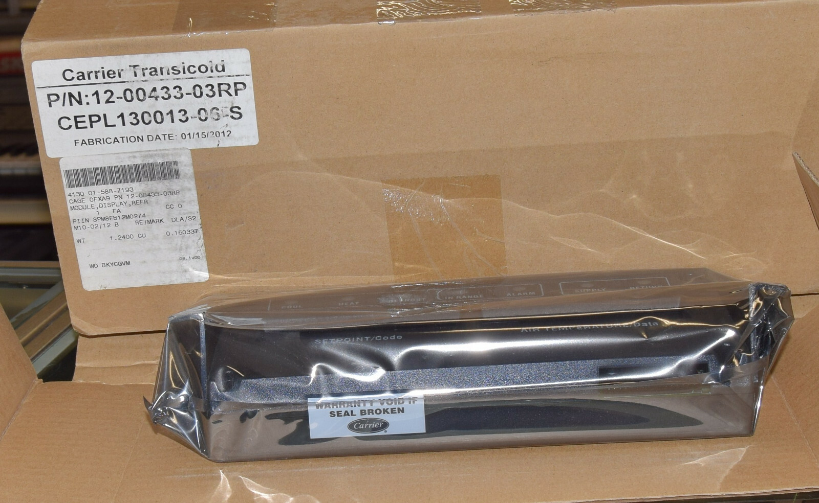 CARRIER TRANSICOLD REFRIGERATED CONTAINER 69NT40 DISPLAY MODULE 12 ...