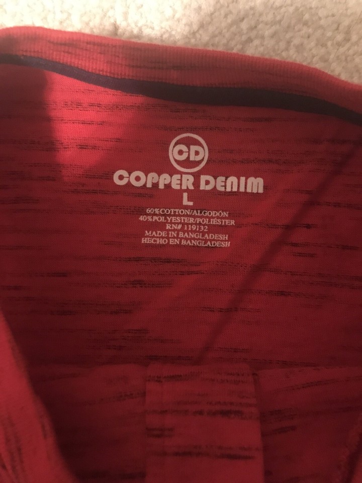 Boys Youth Copper Denim Henley Large Short Sleeve Top Gently Used Red ...