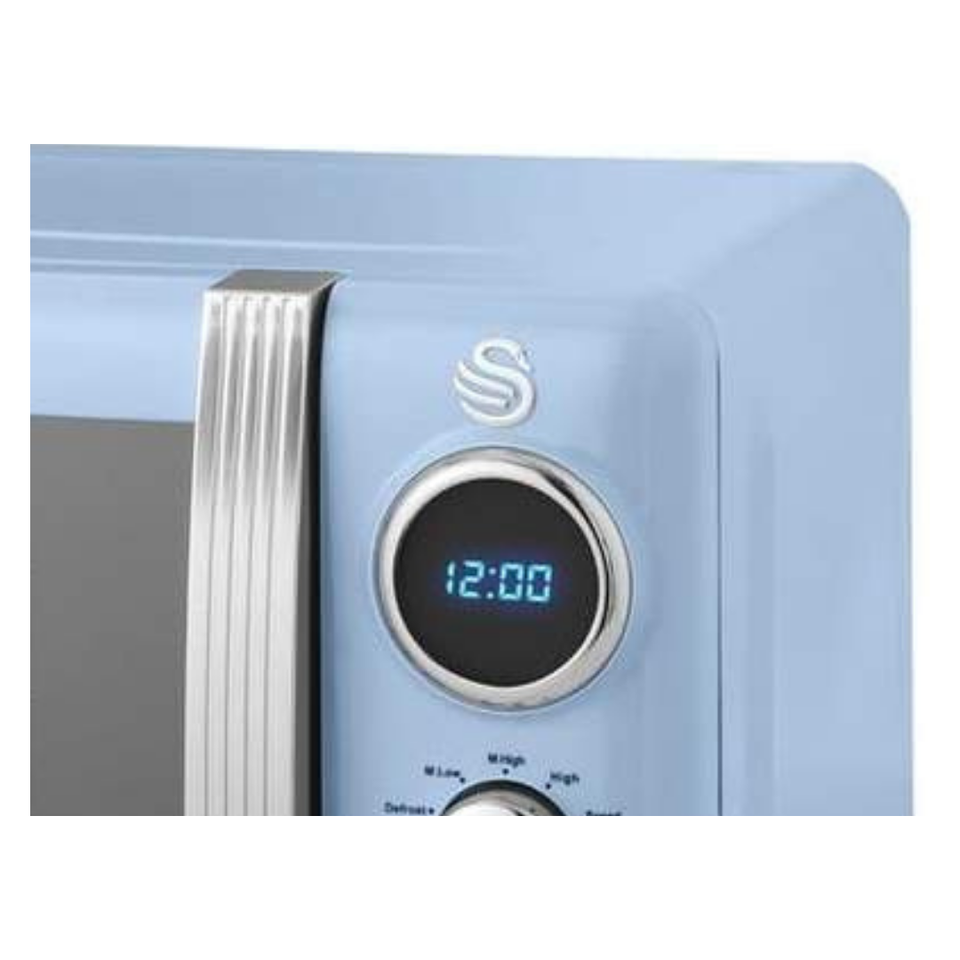 Swan Retro Digital Microwave Blue LED Bulb 20L 5 Power Levels / Defrost ...
