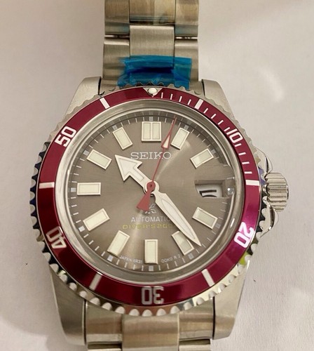 SEIKO Submarine MOD gray dial Magenta Bezel automatic NH35A mov mens ...