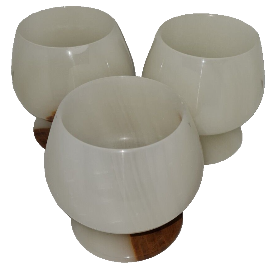 Handmade Natural White Onyx Wine Goblets - Set of 6, 4" x 4" x 4", Cap ...