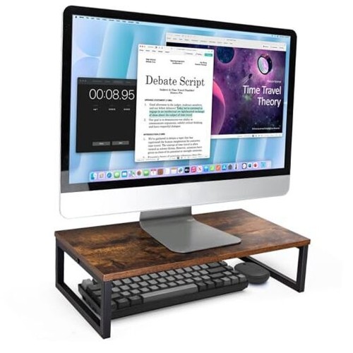 20 Inch Monitor Riser, Wood & Metal Computer Monitor Stand Riser Rustic ...