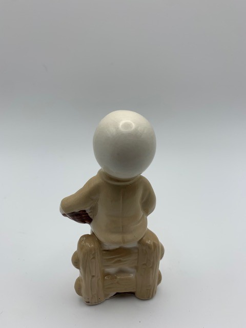 Vintage Miniature Porcelain Ceramic Boy w Basket Near Fence Figurine ...
