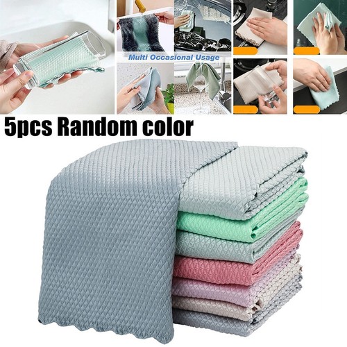 UK 5PCS Special Fish Scale Microfiber Polishing Kitchen Cleaning ...