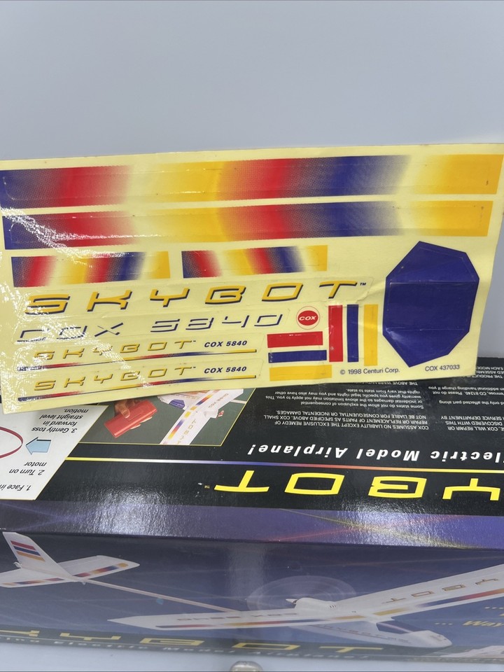 Vintage Cox Skybot Electric Model Airplane #5840w/ Box Charger Decals ...
