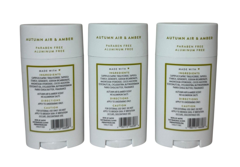 Native Deodorant ~ Autumn Air & Amber ~ Lot of 3 | eBay