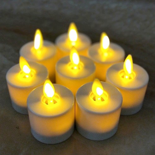 Set of 8 Luminara Moving Wick LED Tea Lights Candle Battery Operated ...