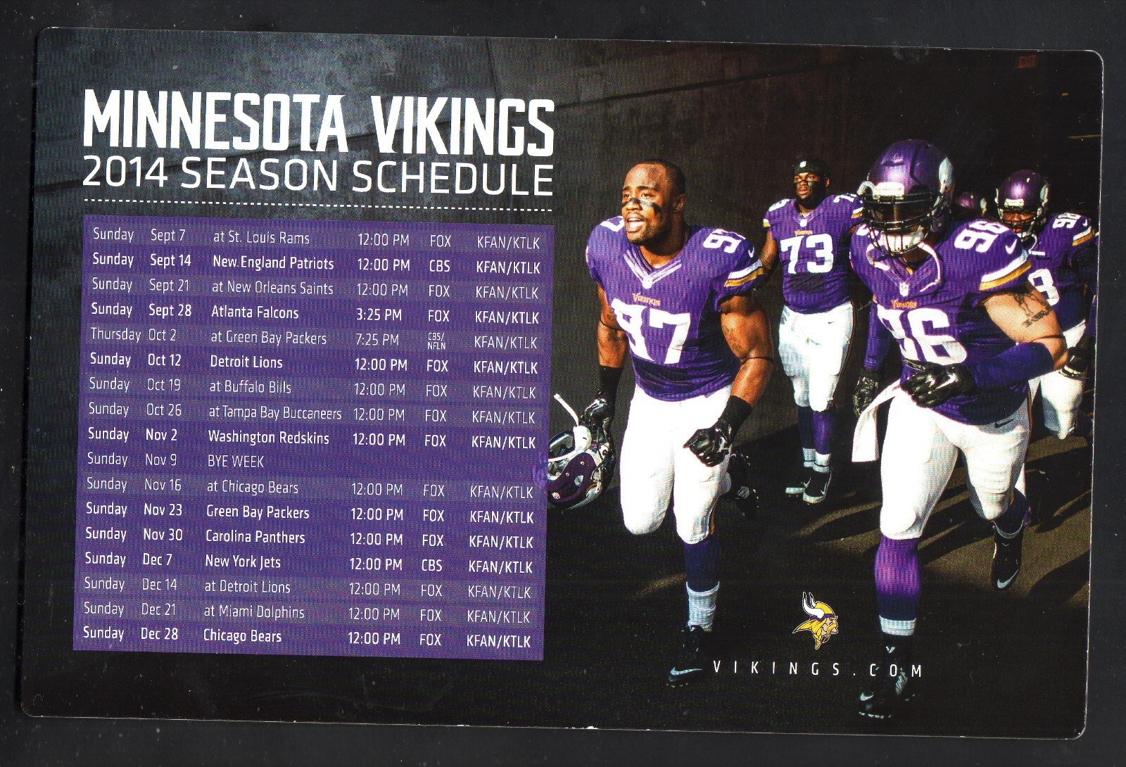 Minnesota Vikings 2014 Magnet Schedule | eBay